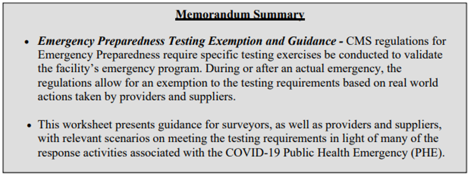 Guidance Related to Emergency Preparedness Testing Exercise ...