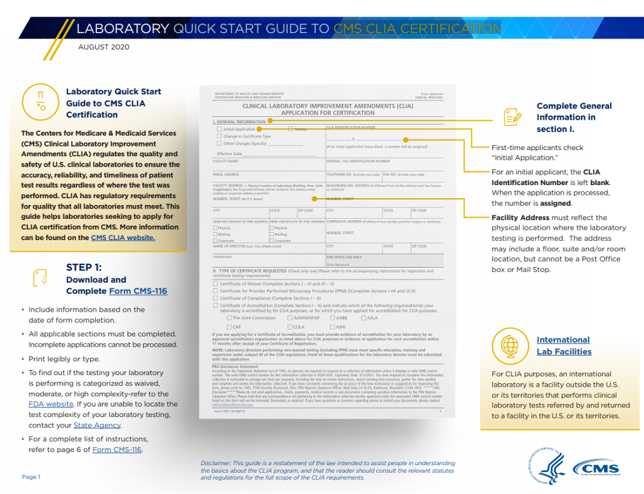 Quick Start Guide to CMS CLIA Certification – BriggsNetNews