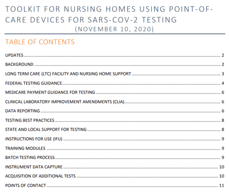 Updated Toolkit for NHs Using Point-of-Care Devices for SARS-COV-2 ...