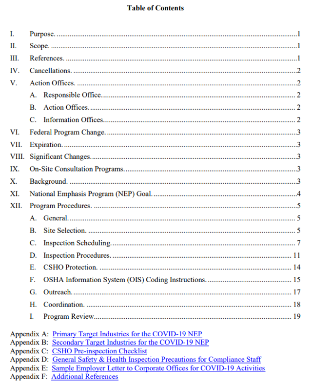 OSHA: National Emphasis Program – Coronavirus Disease 2019 (COVID-19 ...