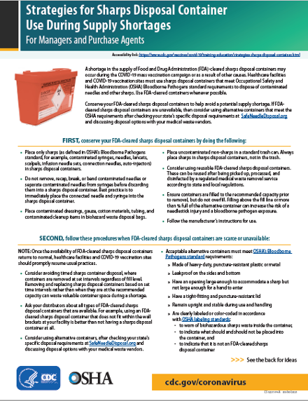Updated CDC Information: Sharps Disposal During Shortages and Mass ...