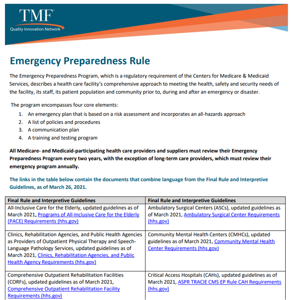 Emergency Preparedness Rule Resources – BriggsNetNews