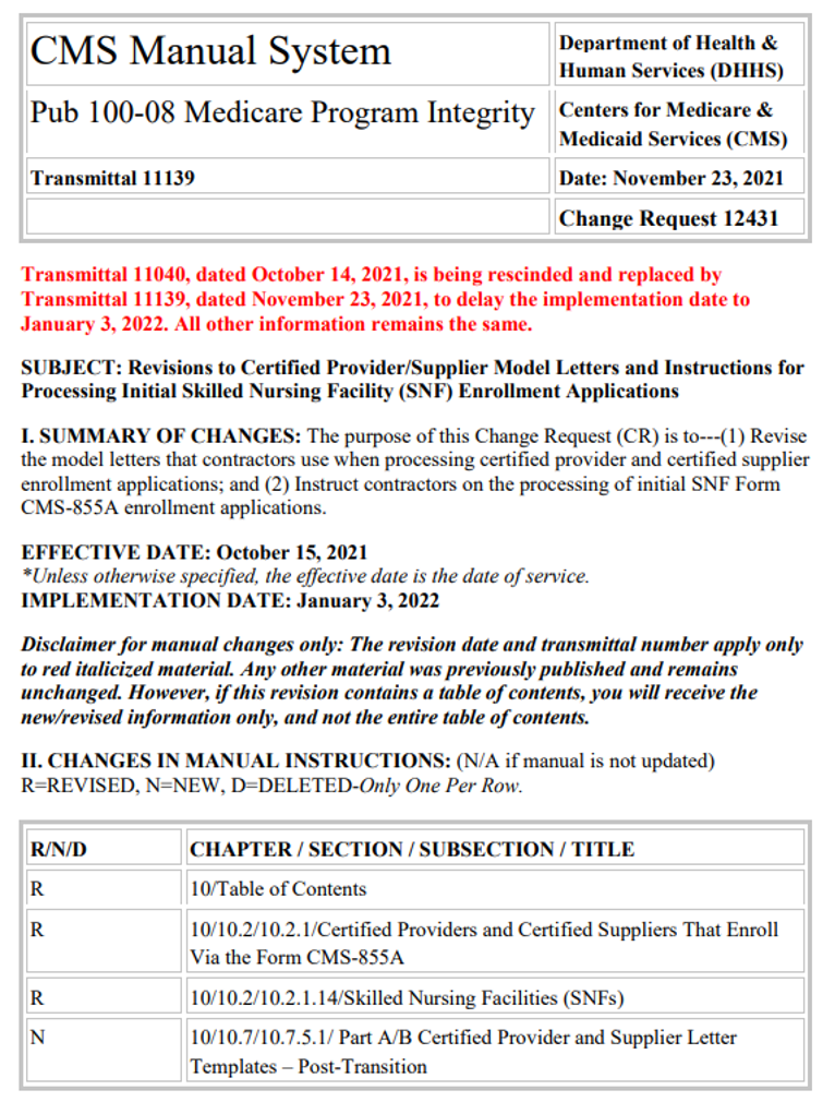 Cms Manual Revisions To Certified Provider/Supplier Model Letters And