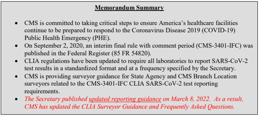 Surveyor Guidance for New and Modified CLIA Requirements Related to ...