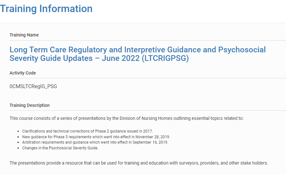 QSEP Training: Long Term Care Regulatory and Interpretive Guidance and ...