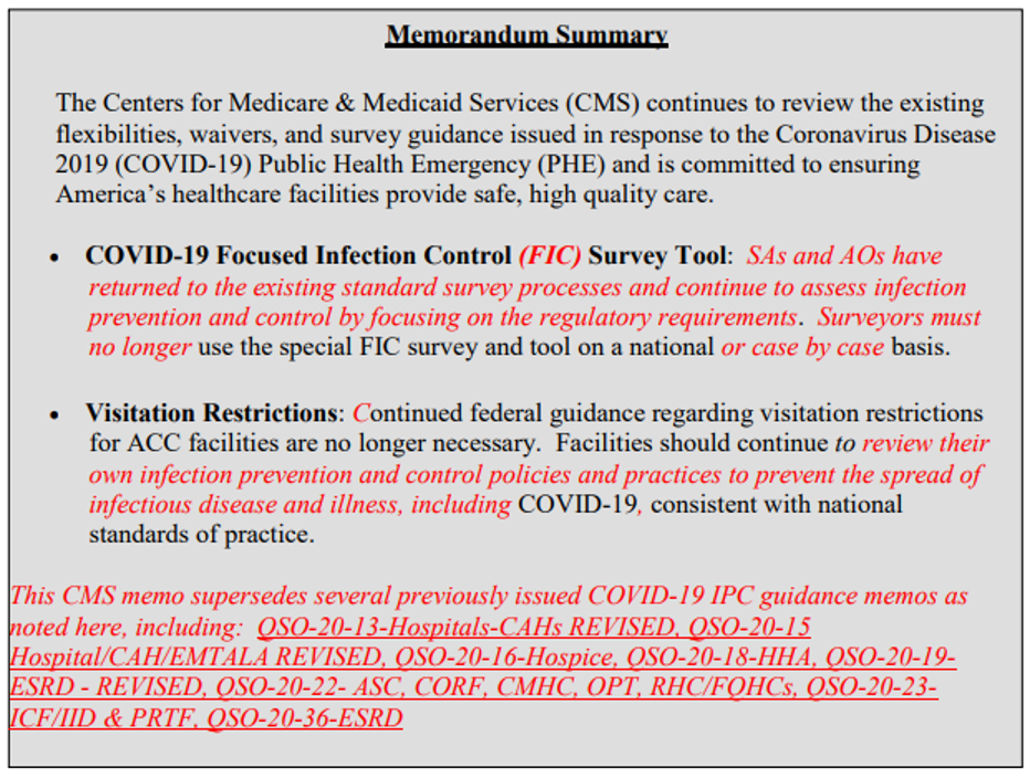 COVID-19 Focused Infection Control Survey Tool for Acute and Continuing ...
