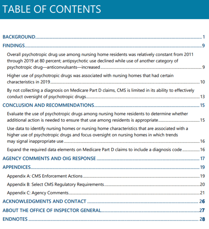 OIG Report: Long-Term Trends of Psychotropic Drug Use in Nursing Homes ...