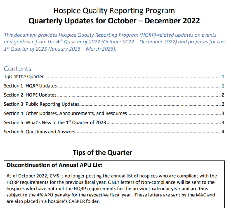 HQRP Quarterly Update for 4th Quarter 2022 Available – BriggsNetNews