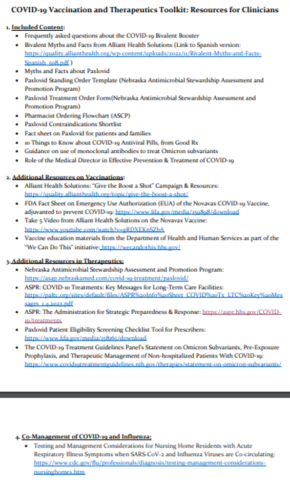 COVID-19 Vaccination and Therapeutics in PALTC Toolkit: Resources for Clinicians – BriggsNetNews