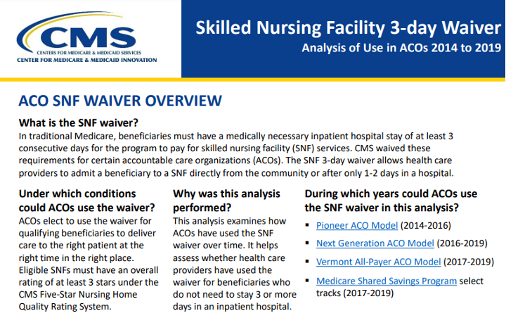 CMS Analysis Provides Insight into Skilled Nursing Facility 3-Day ...