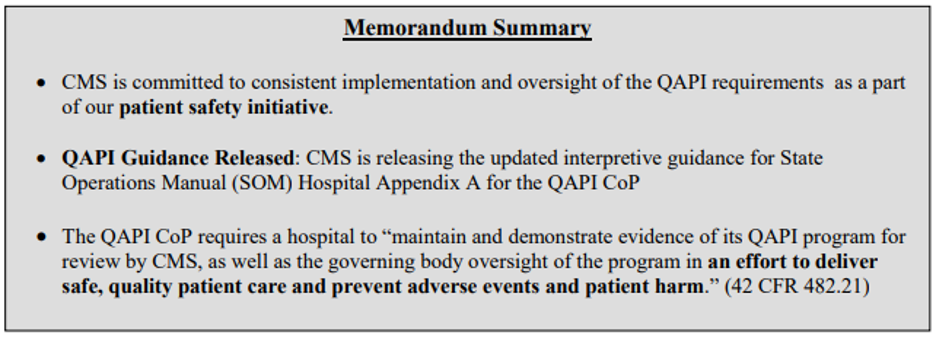 Revision to SOM: Hospital Appendix A – Quality Assessment & Performance ...