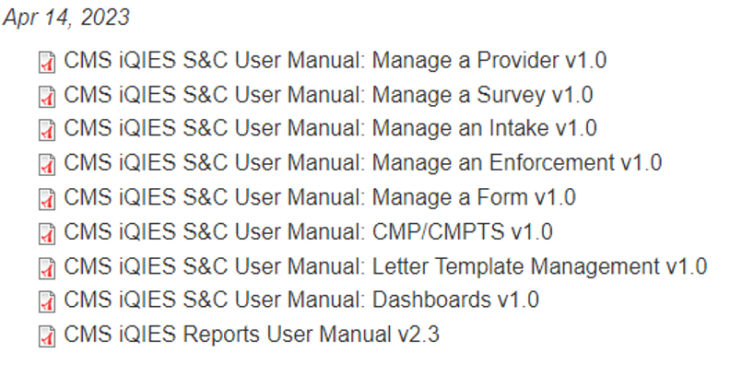 CMS iQIES Survey & Certification User Manuals – BriggsNetNews