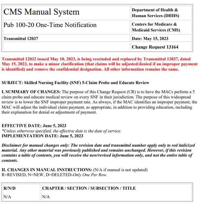 Skilled Nursing Facility (SNF) 5-Claim Probe and Educate Review ...