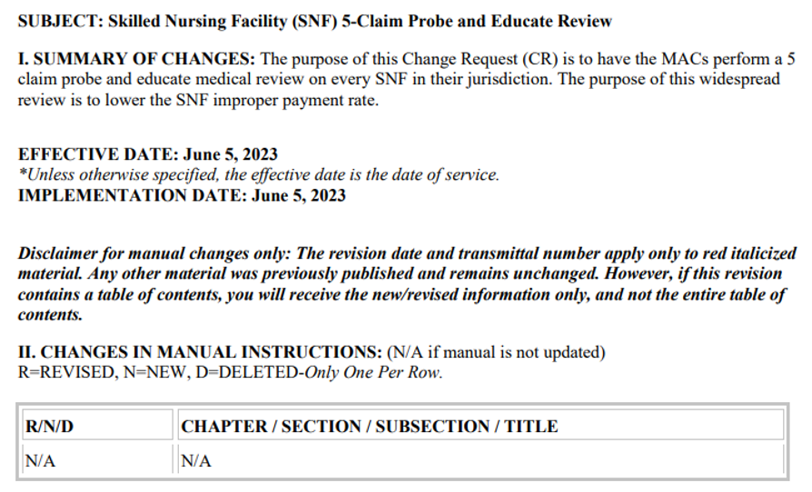 Skilled Nursing Facility (SNF) 5-Claim Probe and Educate Review ...