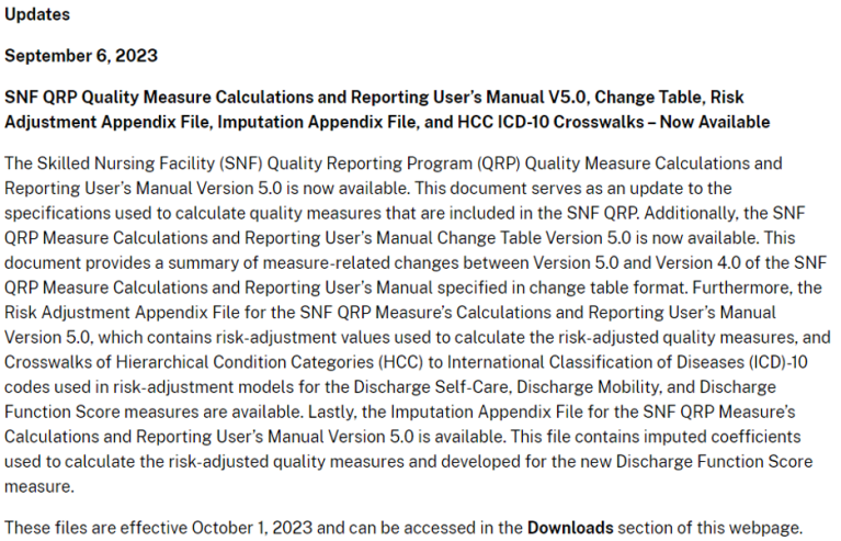 SNF QRP Quality Measure Calculations and Reporting User’s Manual V5.0 and Accompanying Documents ...